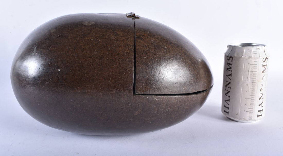 A Large Antique Coco De Mer Country House Jewellery Box. 30 Cm X 24 Cm ...