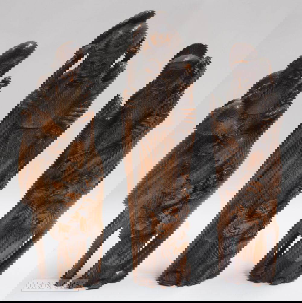 Three Late 18th Century Chinese Carved Bamboo Figures Late Qianlong ...