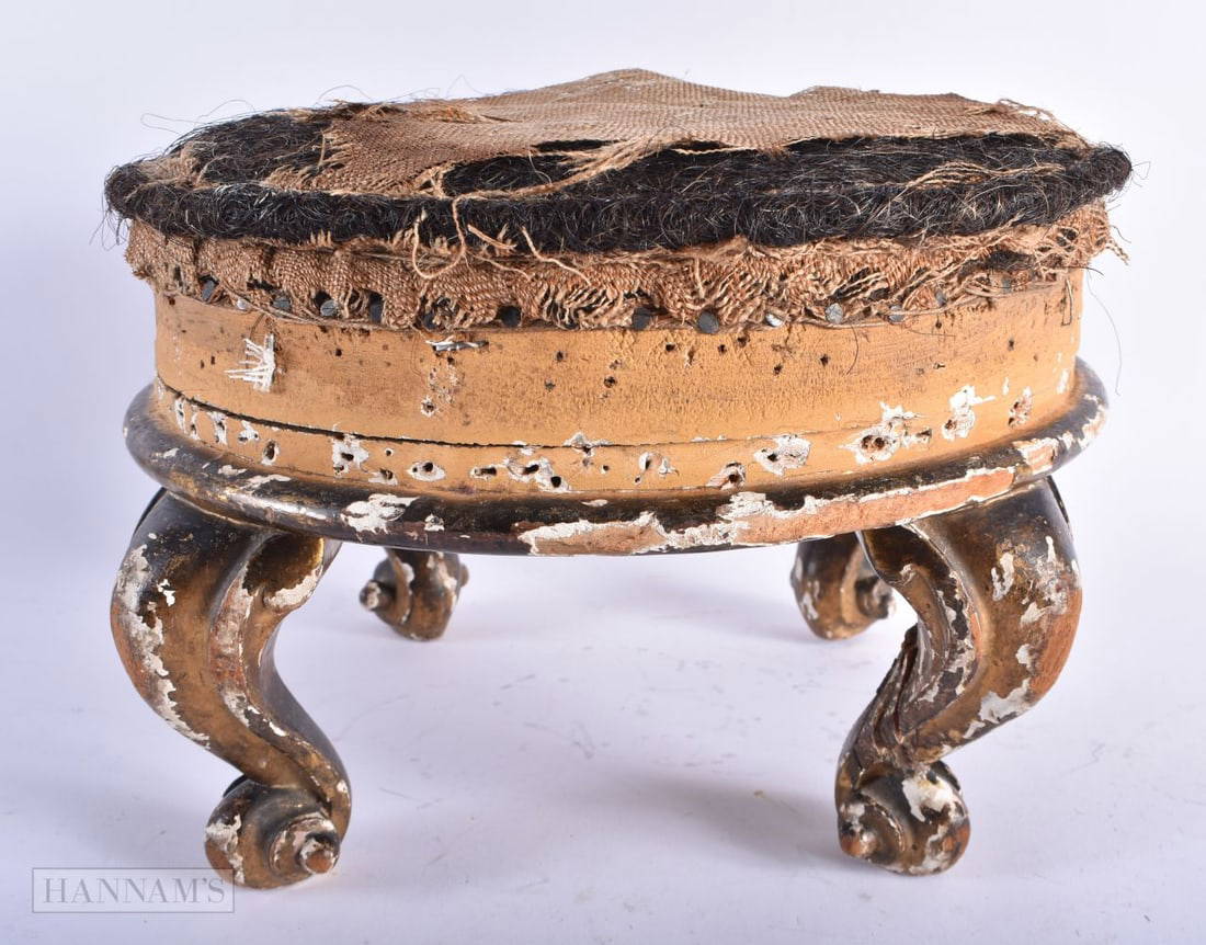 An 18th/19th Century Continental Giltwood Stool With Scrolling Legs. 30 ...