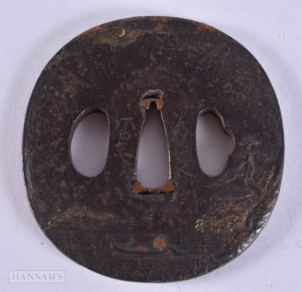 A 19th Century Japanese Meiji Period Iron Tsuba Decorated With A ...