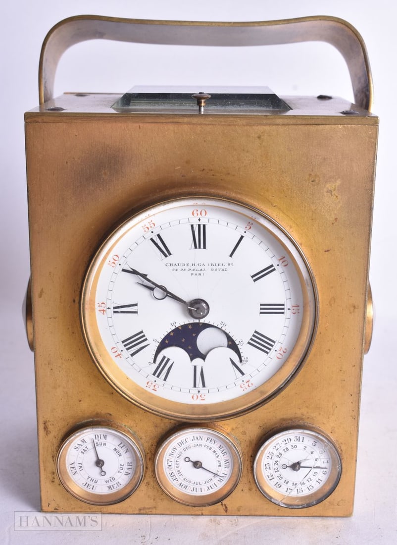 A Rare And Unusual 19th Century French Bronze Travelling Clock With ...