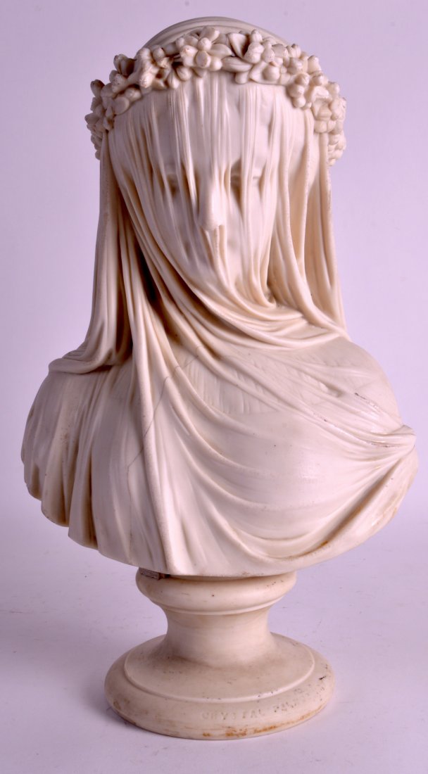 A 19th Century Parian Ware And Marble Bust Of A Veiled