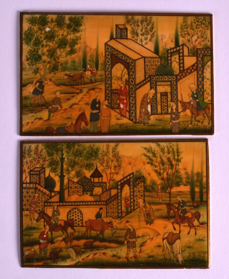 A PAIR OF LATE 19TH/20TH CENTURY PAINTED PERSIAN IVORY - Apr 28, 2016 | Hannam's Auctioneers Ltd ...