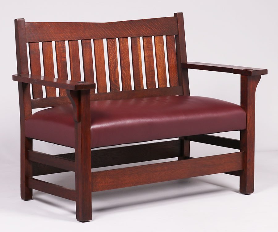 Gustav Stickley V-Back Bench