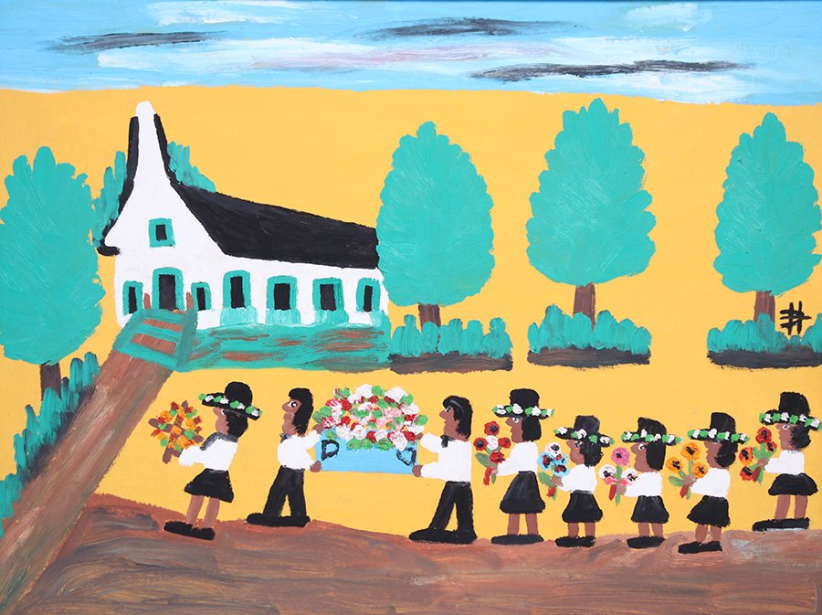 Clementine Hunter Folk Art Painting "The Funeral"