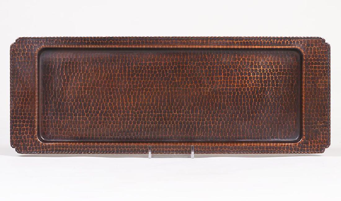 Large Roycroft Hammered Copper Rectangular Tray