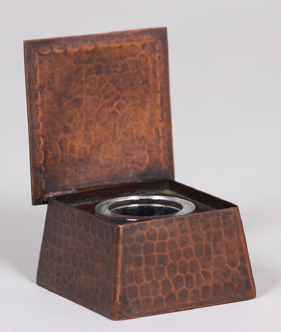 Roycroft Hammered Copper Square Inkwell