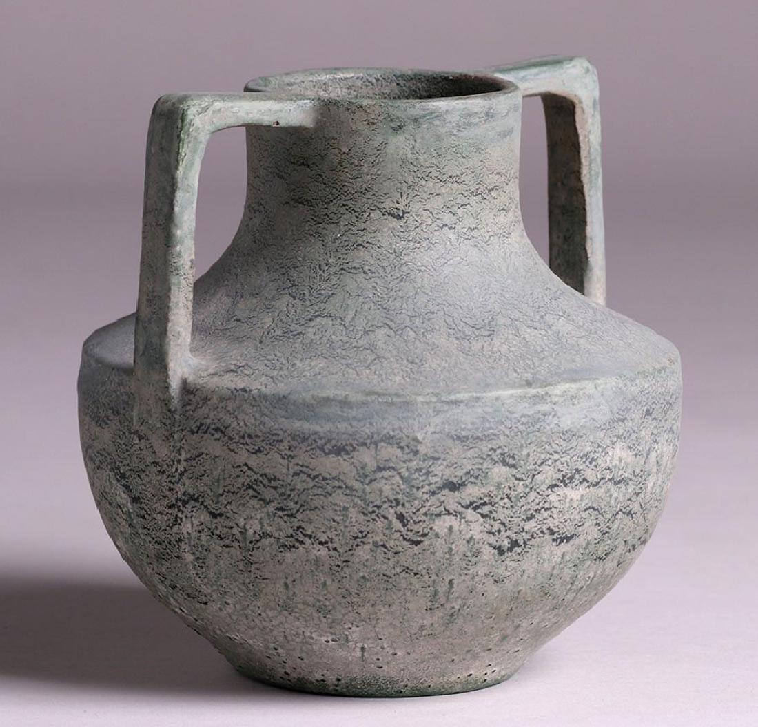 Merrimac Pottery Two-Handled Grey Green Vase