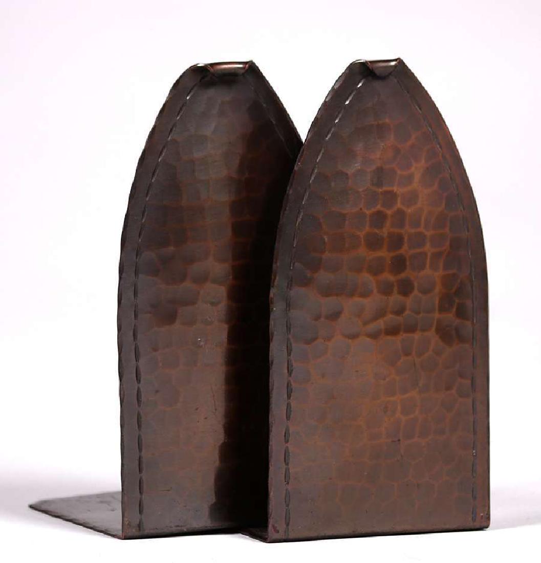 Pair Roycroft Hammered Copper Bookends