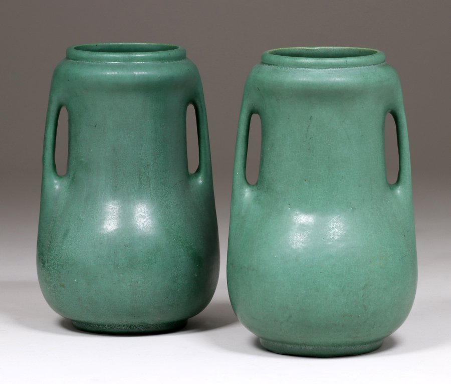 Pair Brush McCoy Matte Green Two-Handled Vases c1910 - Jun 27, 2020 ...