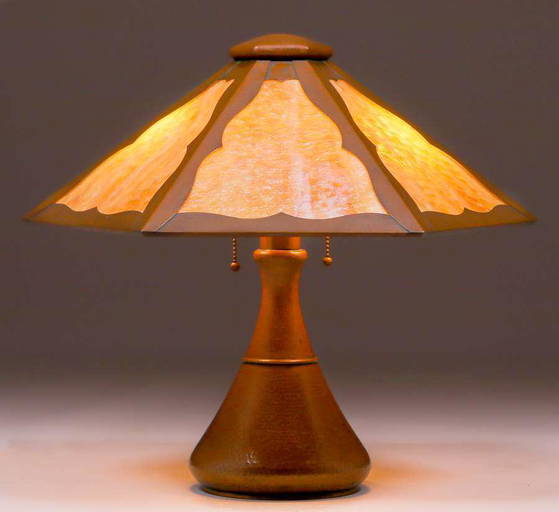 Limbert Hammered Copper Six Sided Lamp C1910