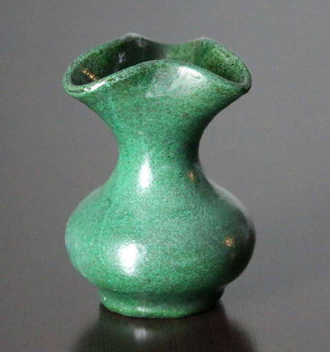 Merrimac Pottery Matte Green Pinched Top Vase