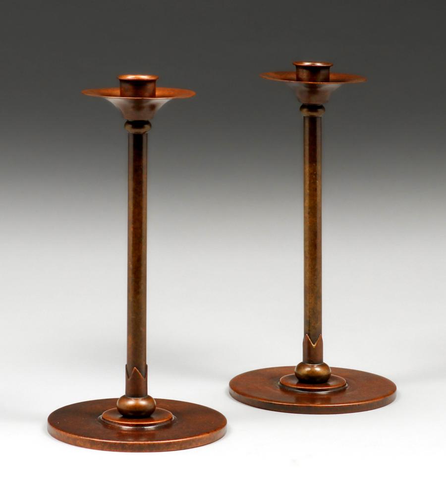 Roycroft Copper & Brass Art Deco Candlesticks C1920s