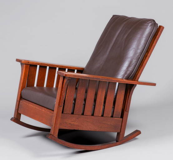 L&jg Stickley #475 Fixed Back Slatted Rocker C1917