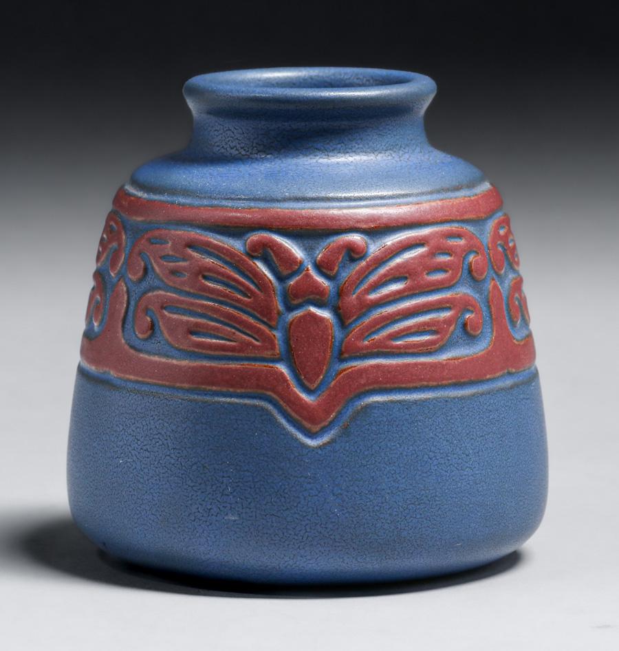 California Faience Matte Glazed Moth Vase C1915-1920 Auction