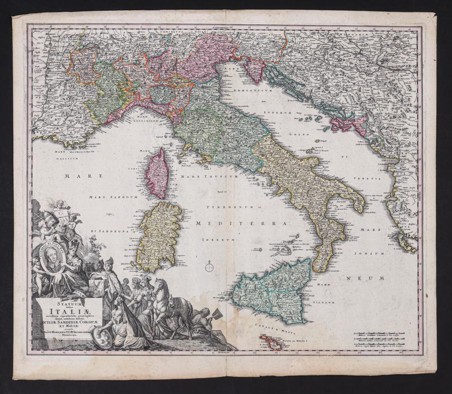 Antique Map Of Italy C1700s