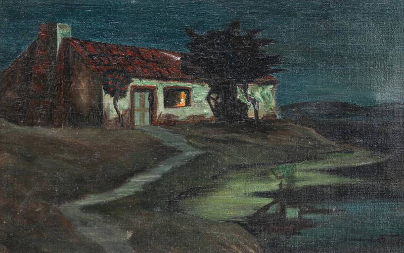 Nocturnal Adobe Painting C1920s