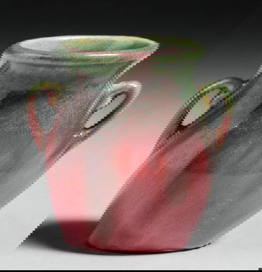 Small Fulper Pottery #825 Two-handled Pink & Green Vase C1920s Auction