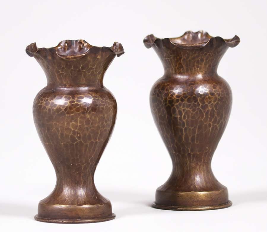 Dirk Van Erp Pair Hammered Brass Shell Casings C1902-1908 Auction