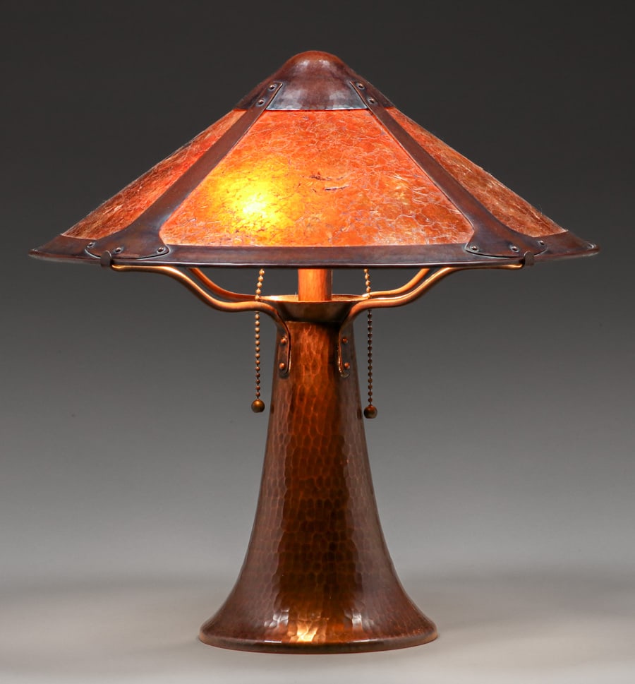 Luke Marshall Hammered Copper & Mica Lamp C2010