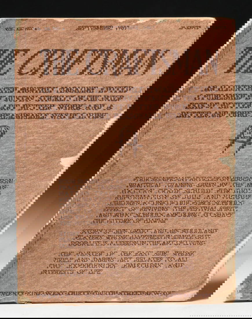 Gustav Stickley Craftsman Magazine September 1907 Auction