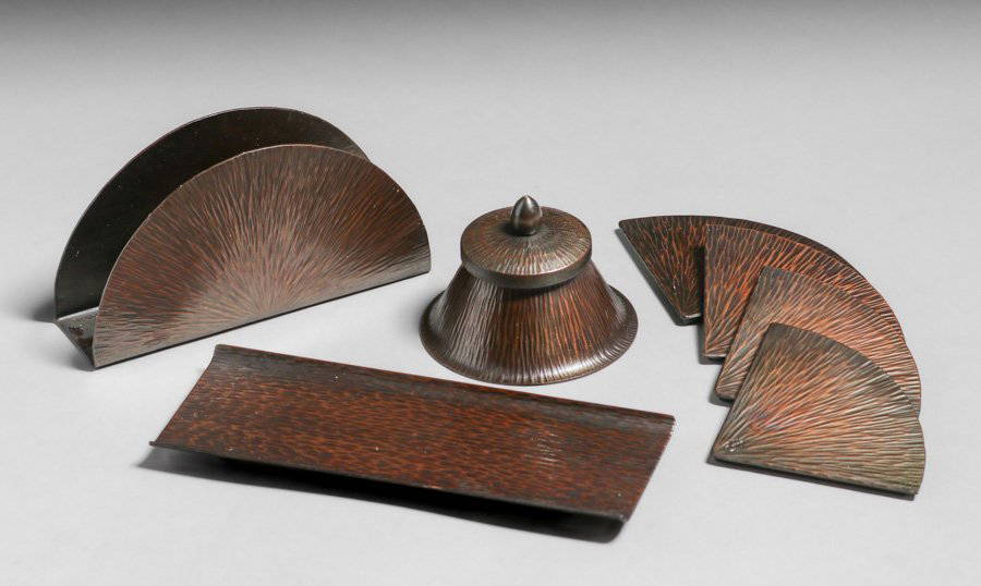 Roycroft Radial Hammered Copper Desk Set C1920s Auction