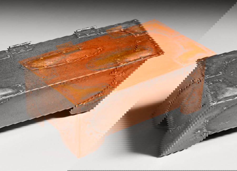 Arts & Crafts Hammered Copper & Brass Riveted Box C1910 Auction