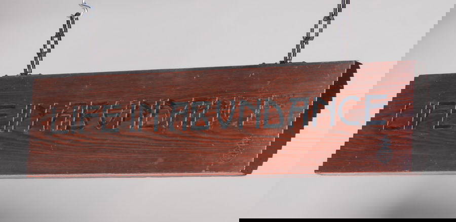 Roycroft "life In Abundance" Hand Carved Half Log Motto C1905