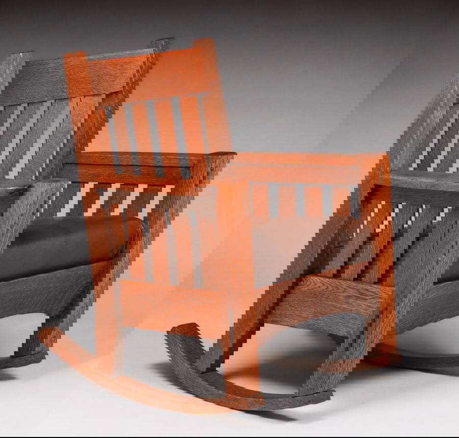 Harden Furniture Co Slatted Rocker C1910 Auction