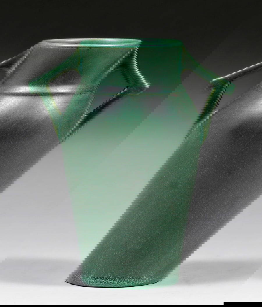 Alberhill Pottery - Alexander W. Robertson Matte Green Two-handled Vase ...