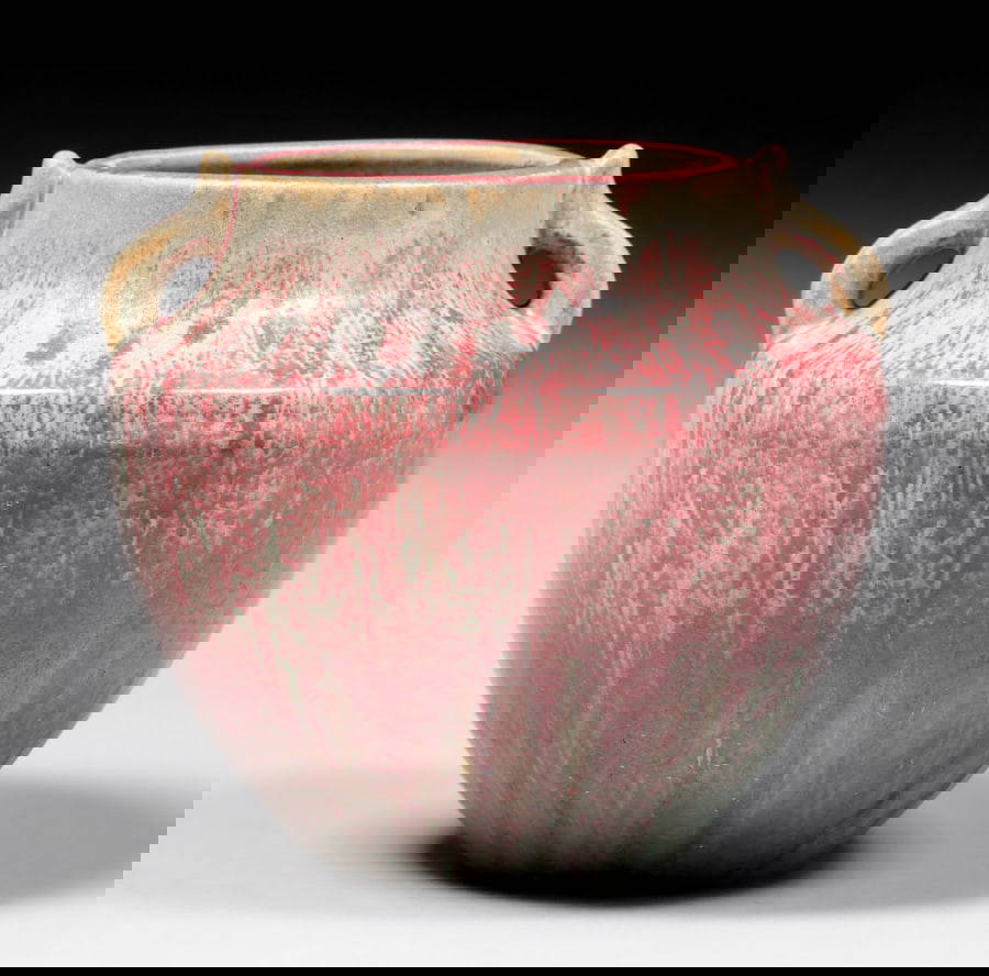 Fulper Pottery Two-handled Rose & Green Flambe Vase C1910 Auction