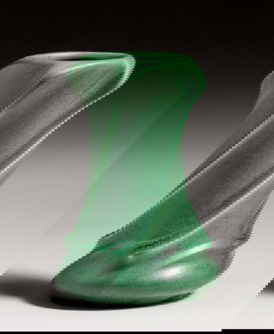 Weller Bedford Matte Green Twisted Vase C1910 Auction