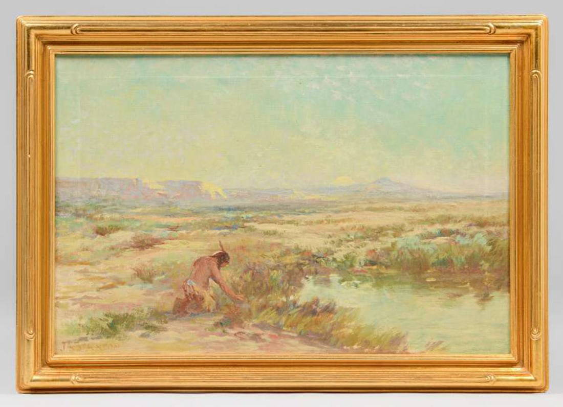 John Aloysius Stanton (1857-1929) Native American Gathering Reeds ...
