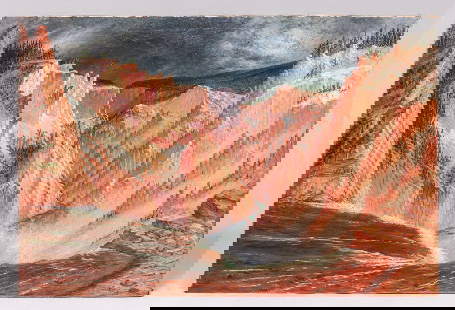 James Everett Stuart (1852-1941) Painting "looking Down The Yellowstone ...