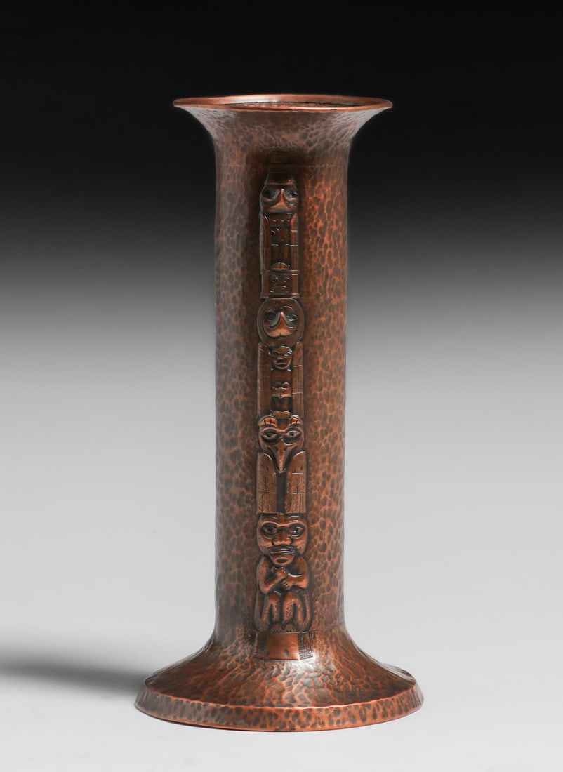 Albert Berry Hammered Copper Totem Pole Vase C1920s Auction