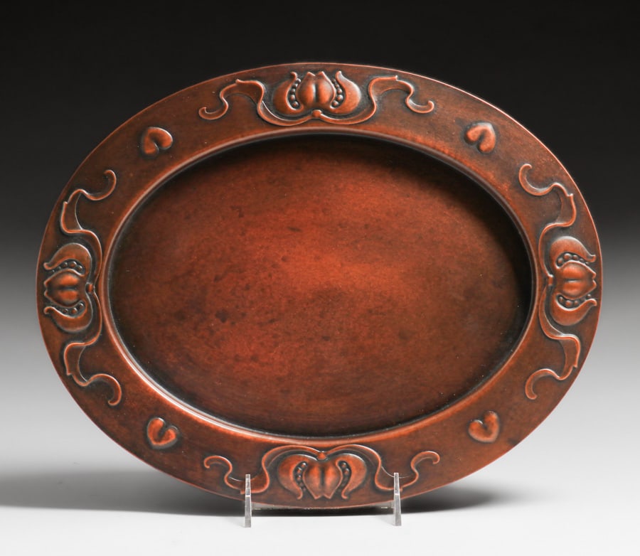 Joseph Sankey & Sons English Art Nouveau Copper Tray C1900s