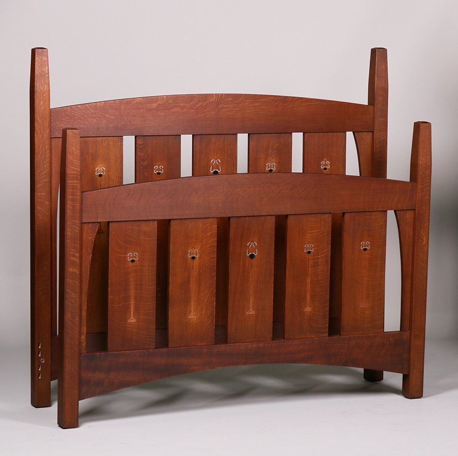 Contemporary Gustav Stickley Inlaid Queen Size Bed