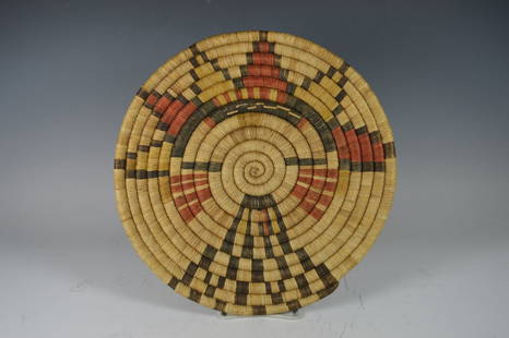 Hopi Indian Second Mesa Coil Plaque Basket