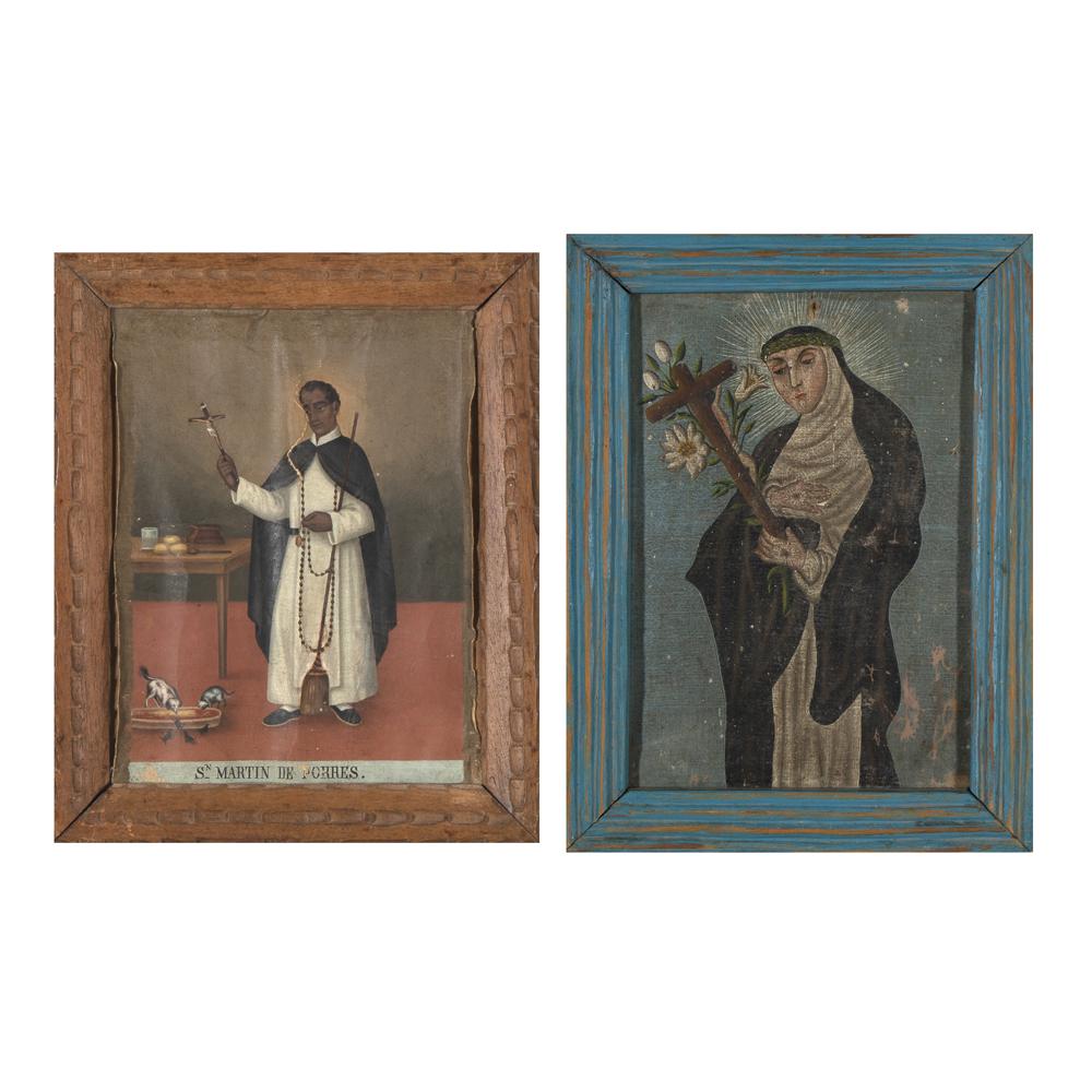 Spanish Colonial, Group Of Two Retablo Paintings, 19th