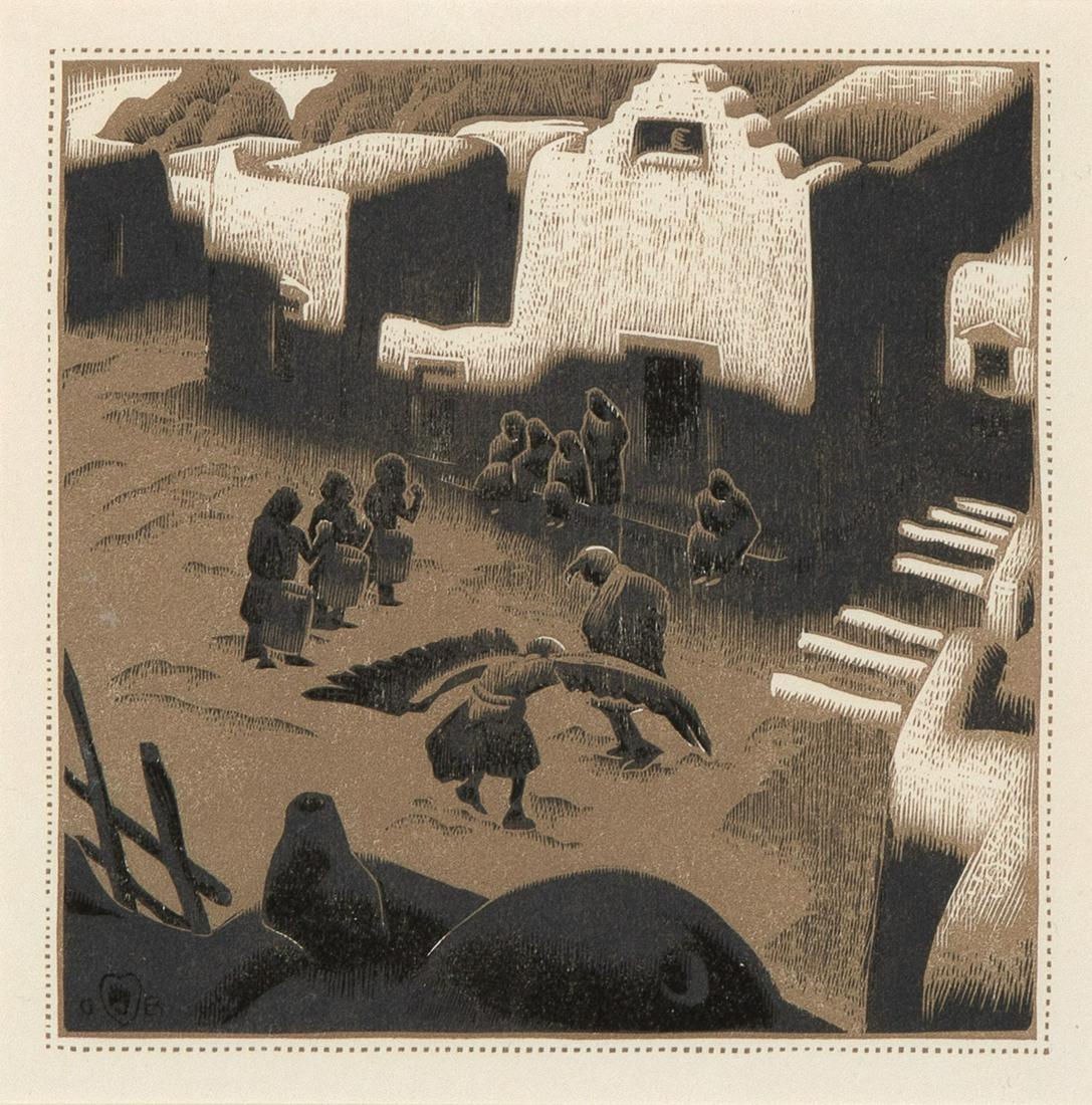 Gustave Baumann, An Eagle Dance Ceremony Tesuque Pueblo, 1932