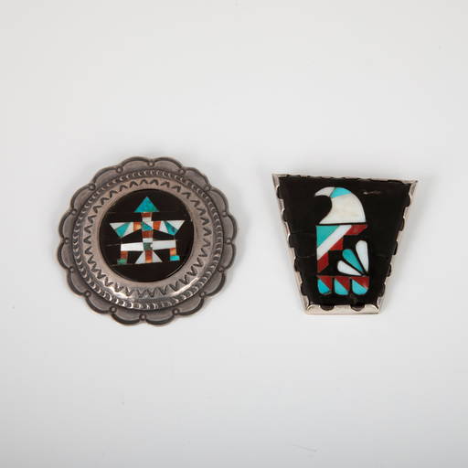Lot Of Two Zuni Multi Stone Inlay Pins