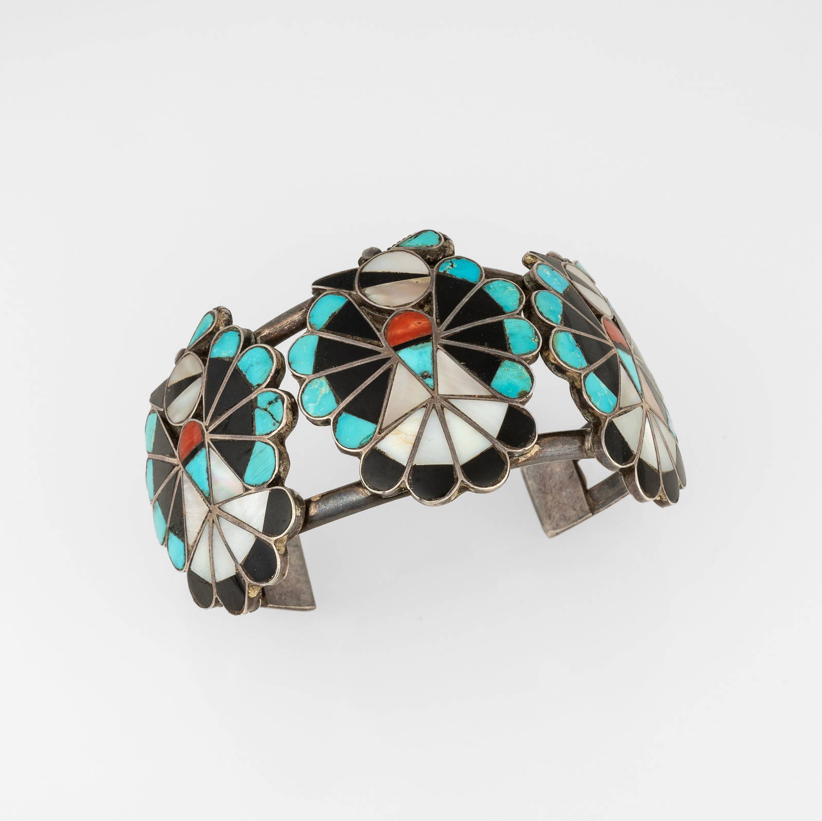 Zuni, Silver Inlaid Thunderbird Cuff Auction