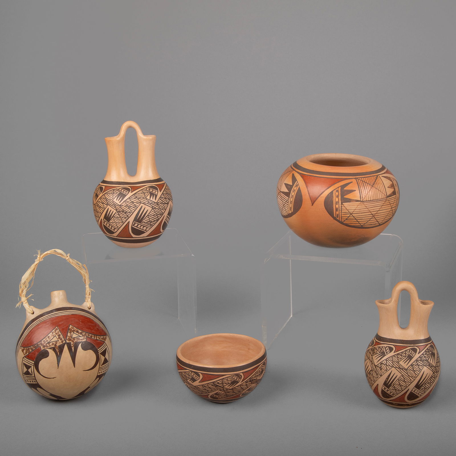 Hopi, Group Of Five Polychrome Ceramics Auction