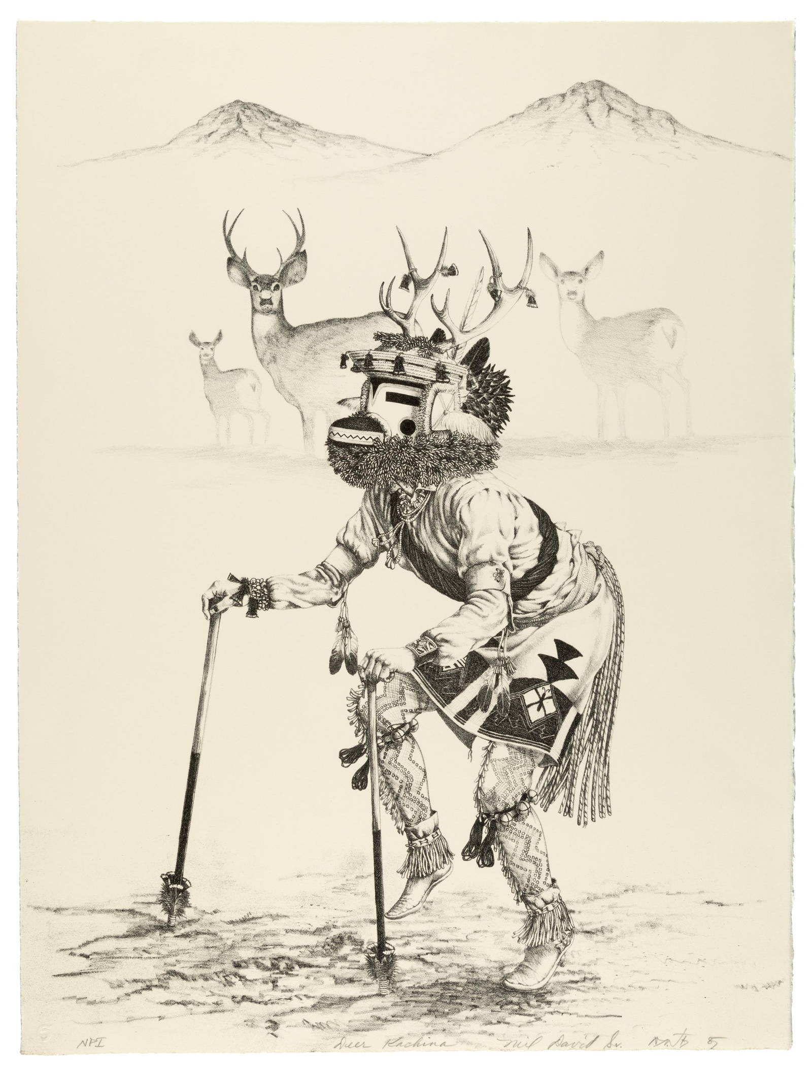 Neil David Sr., Deer Kachina, 1985 Auction
