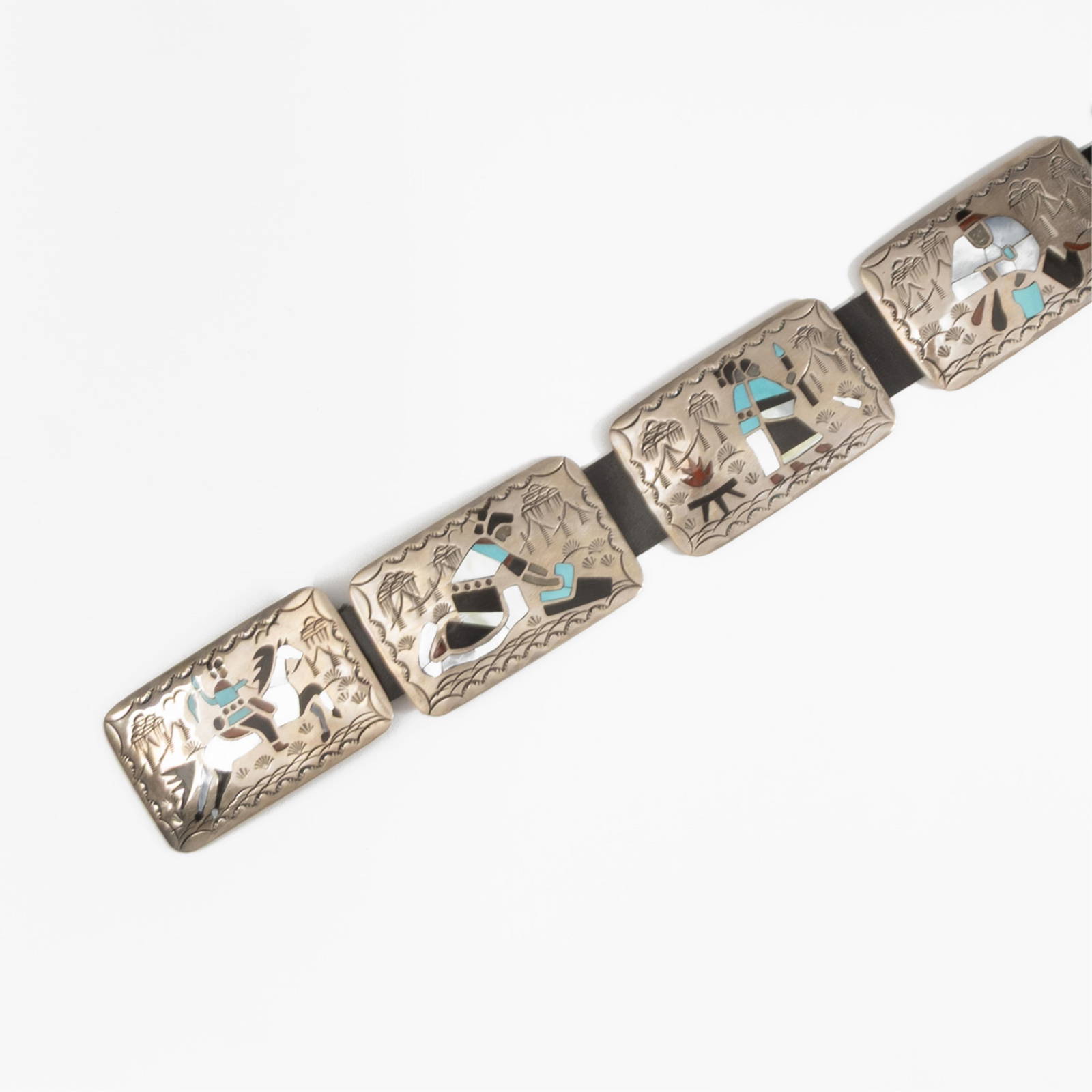 Benjamin Becenti, Multi-stone Inlay And Sterling Silver Storyteller ...