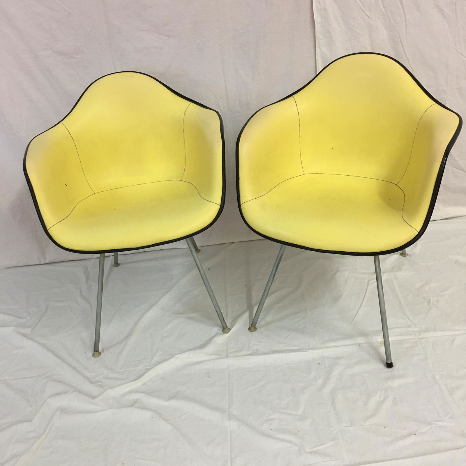Pair Eames Herman Miller Fiberglass Shell Chairs