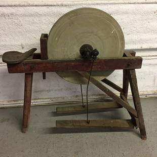 Primitive Antique R.h. Co. Stone Grinding Wheel