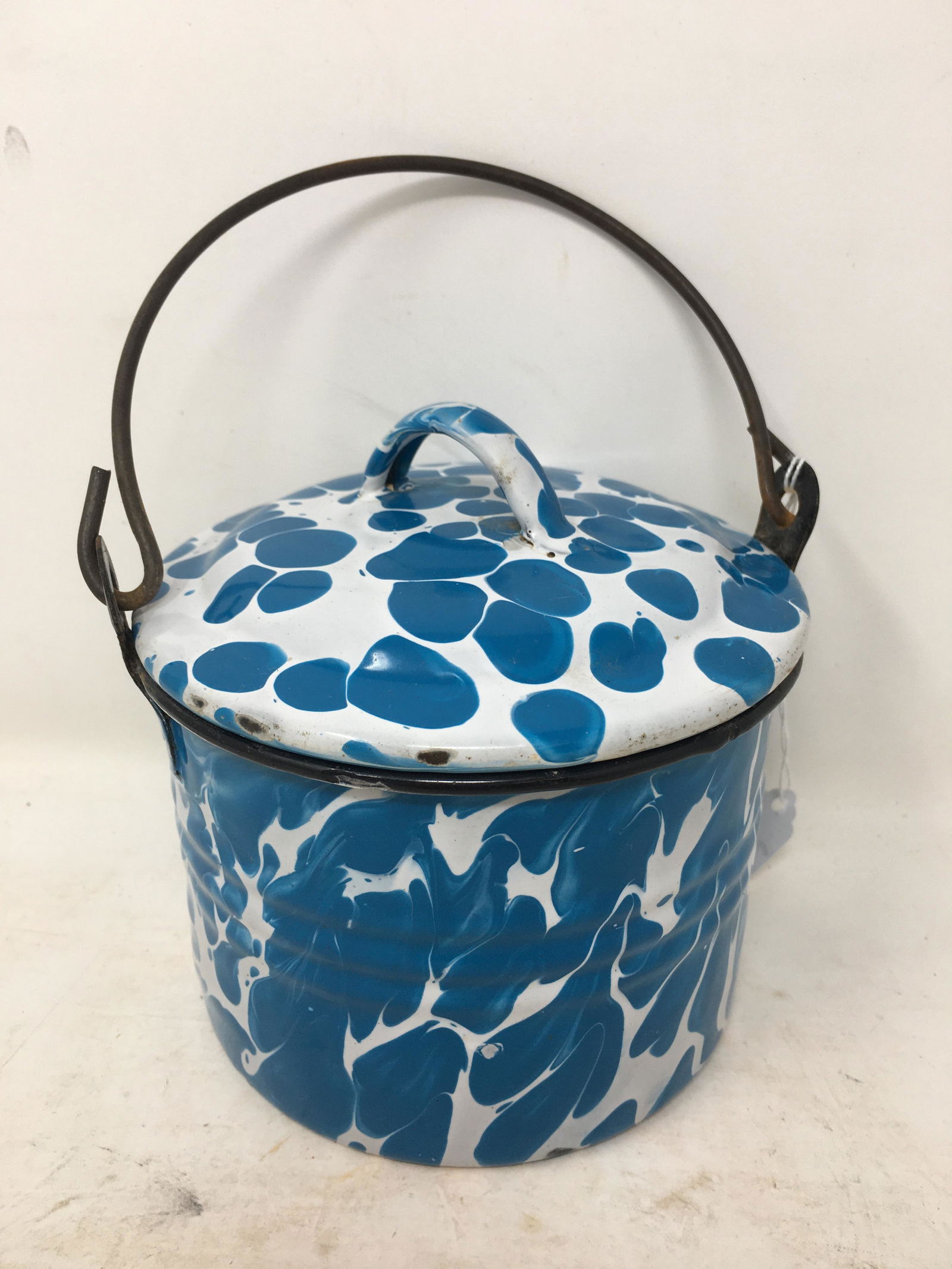 Blue & White Graniteware Berry Bucket