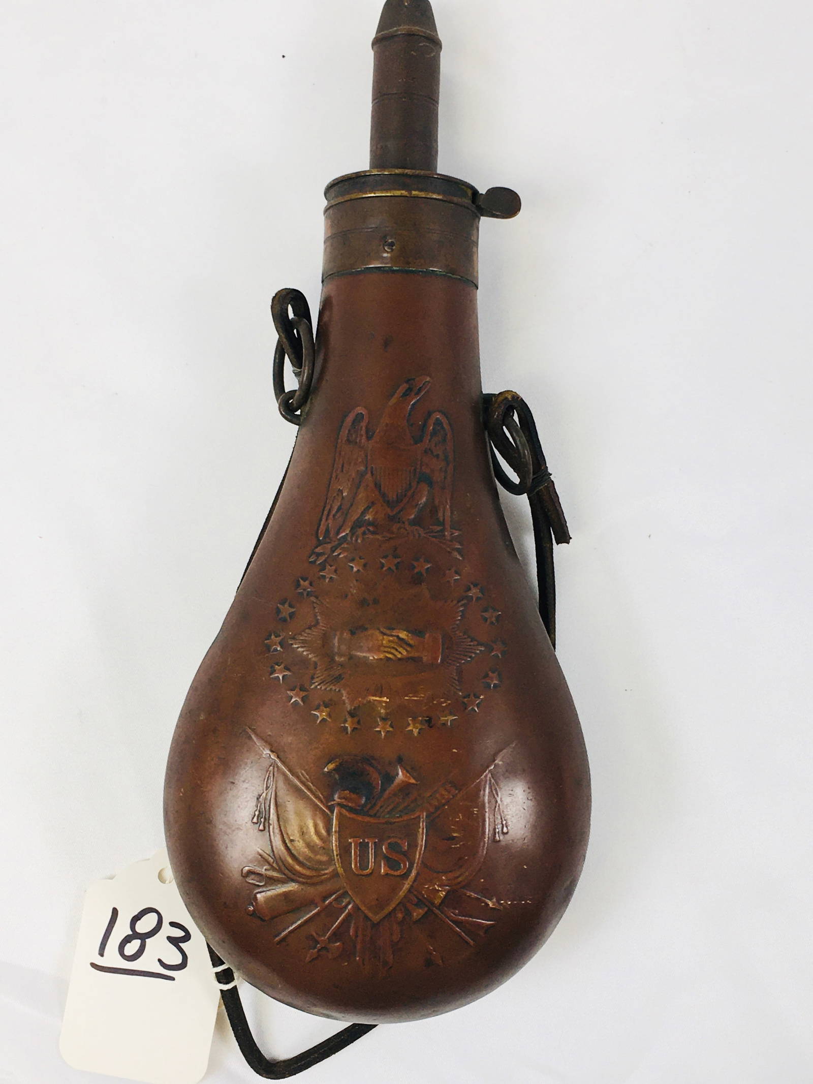 1853 Batty "peace" Powder Flask Auction