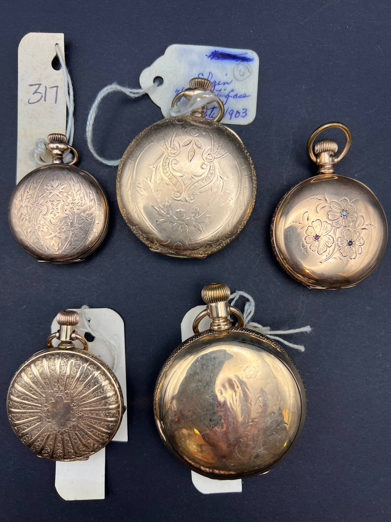 Group Of 5 Elgin & Waltham Hc Pocket Watches Auction